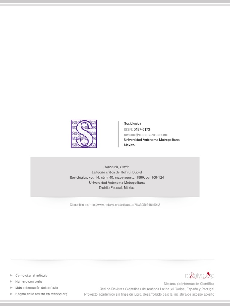 Kozlarek - La Teoría Crítica de Helmut Dubiel | PDF | La teoría crítica ...