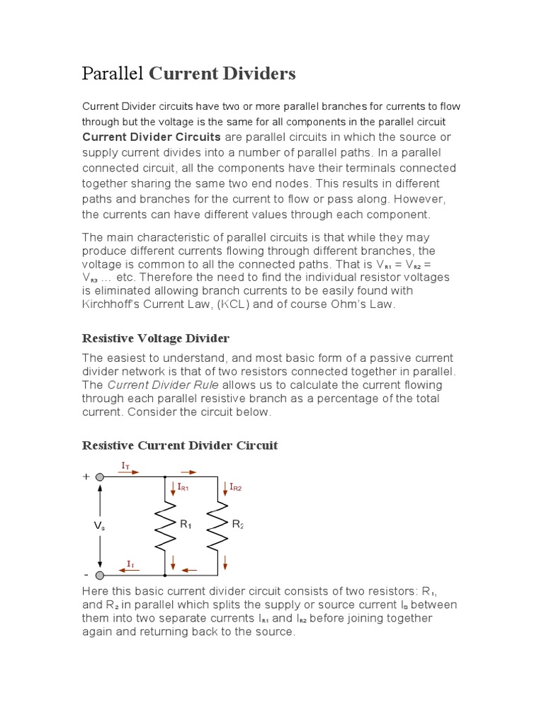 Parallel Current Dividers | PDF | Series And Parallel Circuits ...