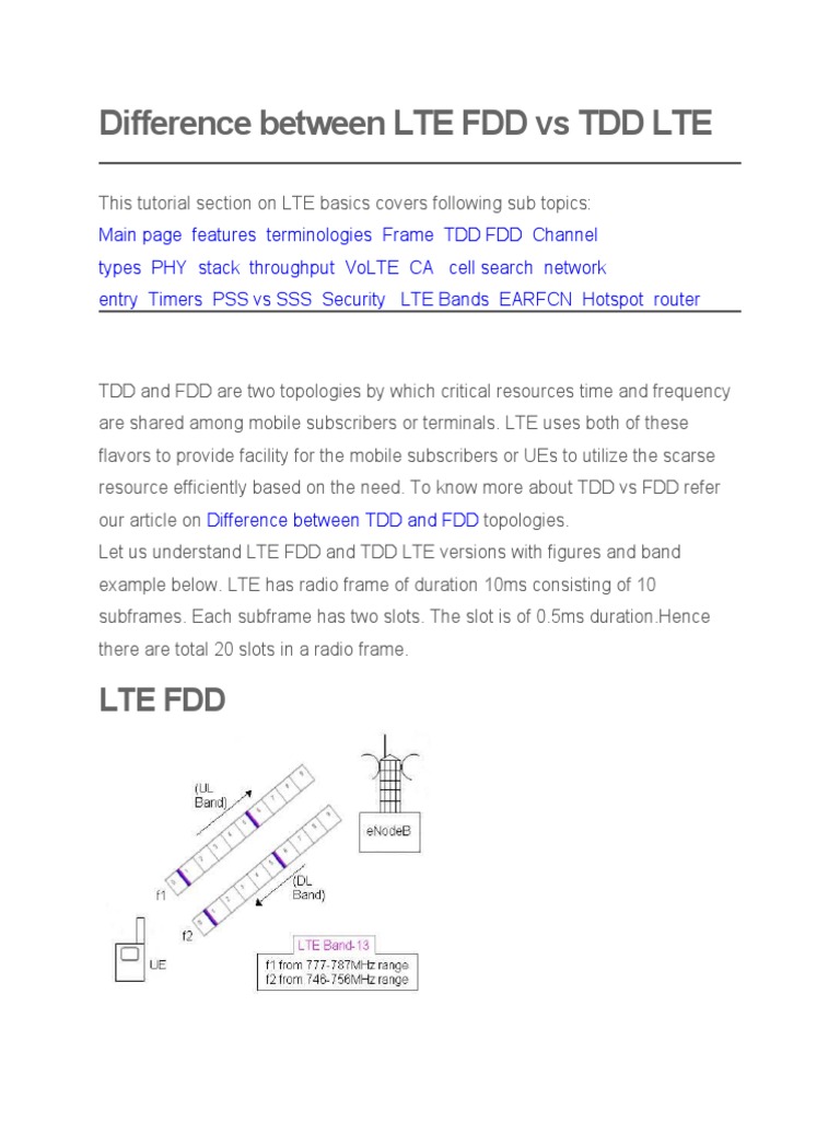 Understanding the Key Differences Between LTE FDD and TDD: A Comparison ...