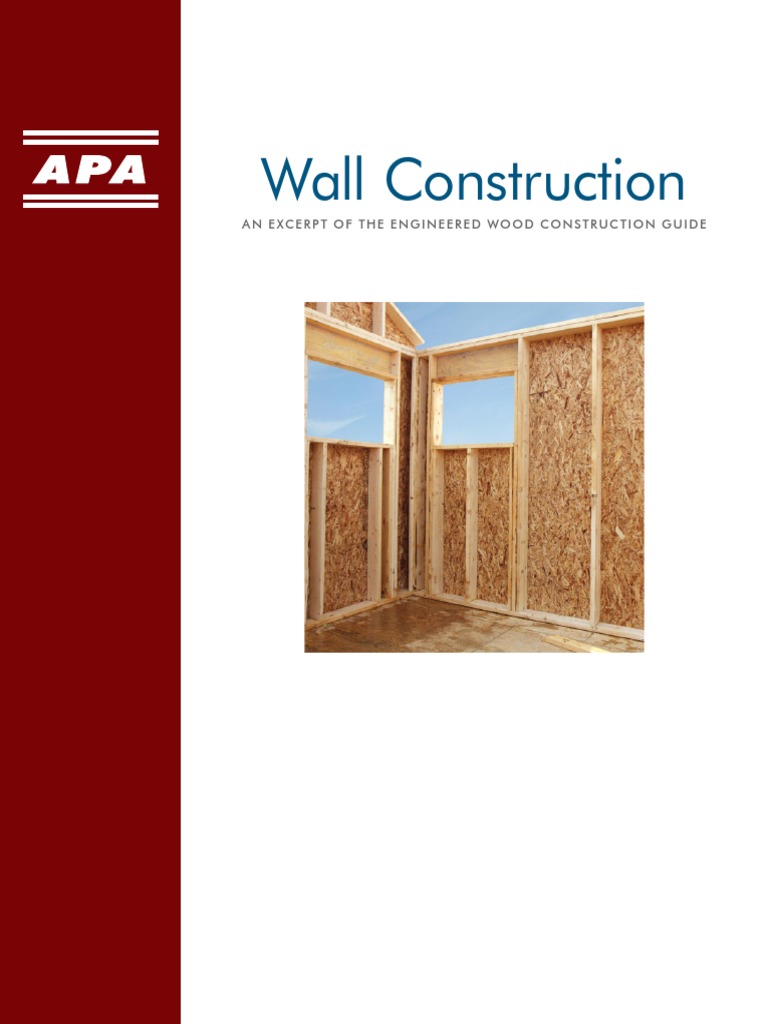 APA Engineered Wood Construction Guide Excerpt Wall Construction PDF ...