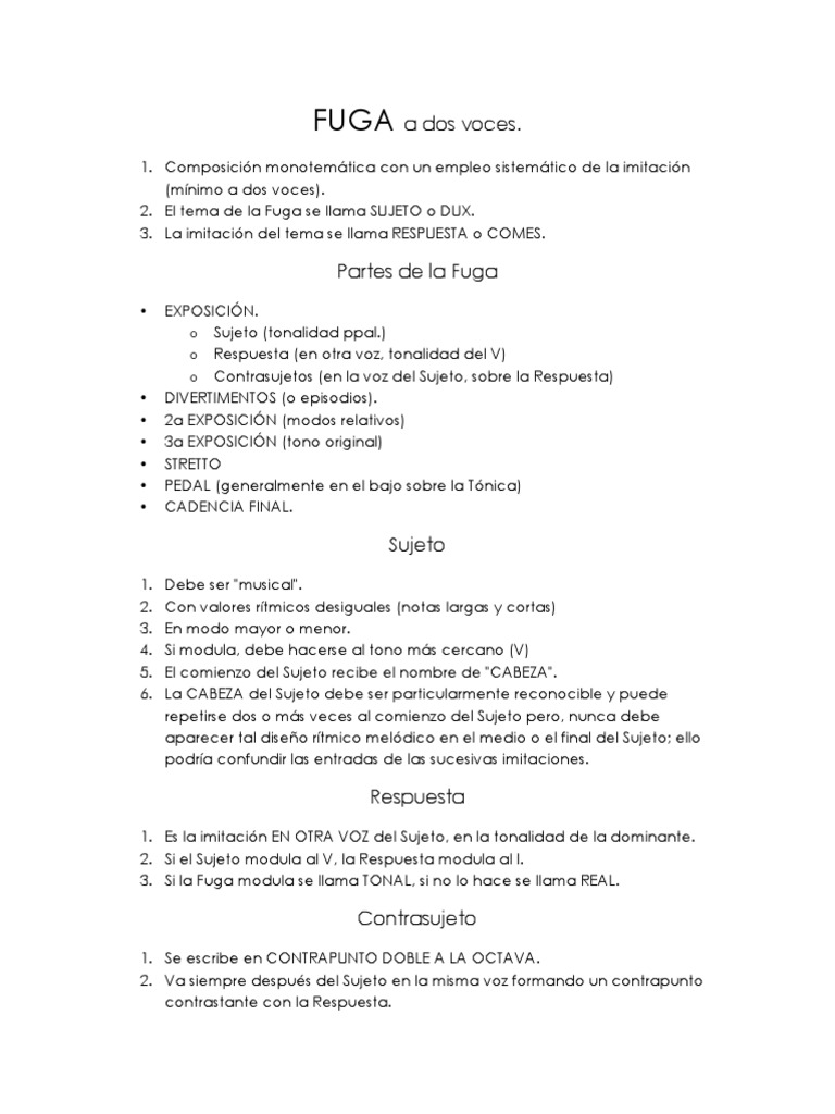 FUGA | PDF | Formas musicales | Música clásica