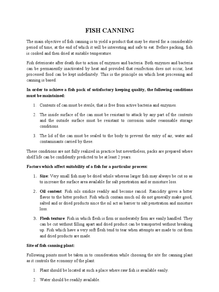 Ensuring Quality Through Proper Fish Canning Procedures | PDF ...