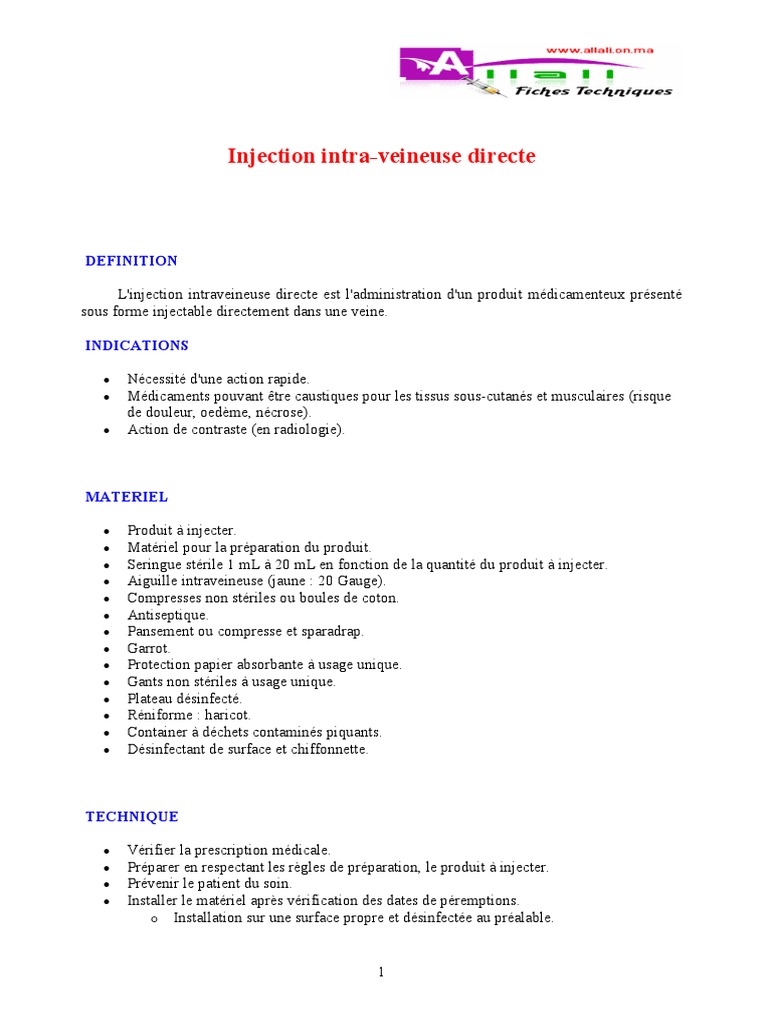 Injection Intra-Veineuse IVD | PDF | Médecine | Médecine clinique