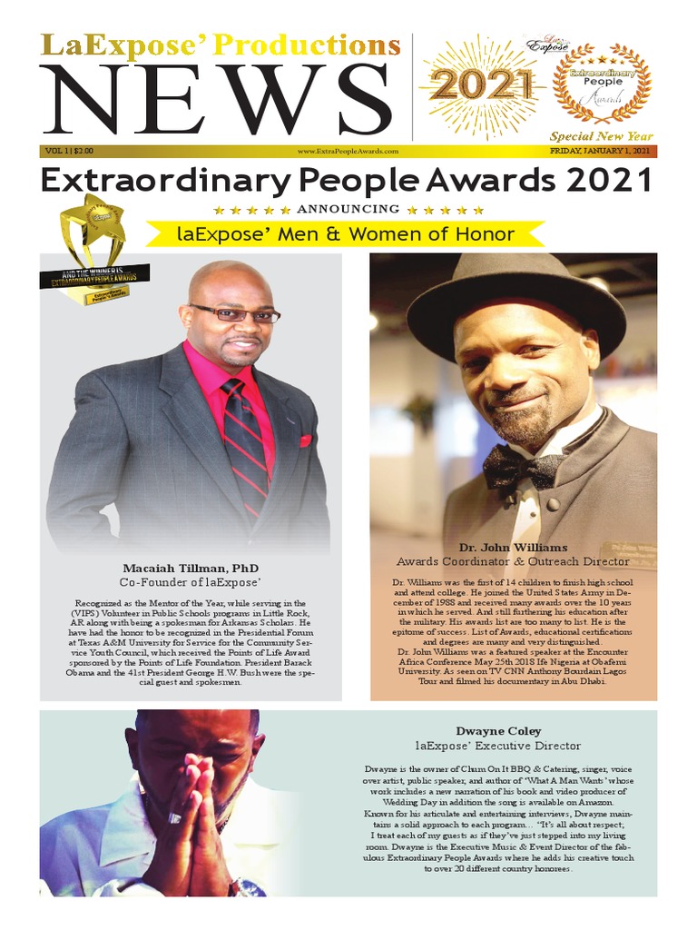 Extraordinary People Awards 2021: Laexpose' Productions | PDF ...