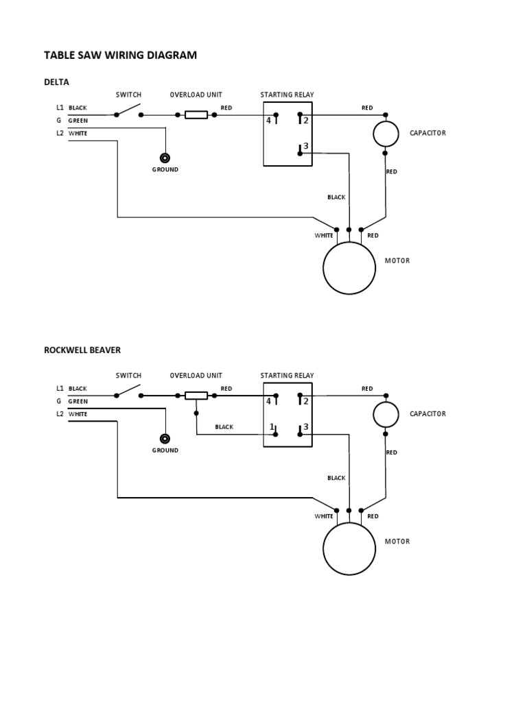 Table Saw Wiring Diagram: Delta | PDF
