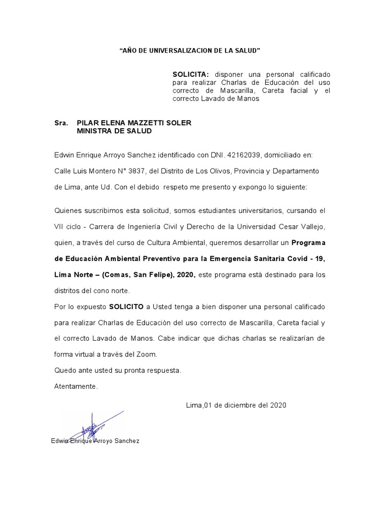 Solicitud Al Minsa | PDF