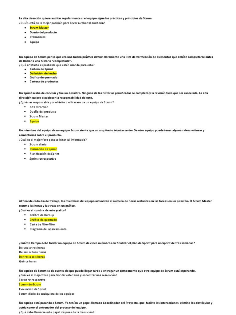 Preguntas Scrum | PDF | Scrum (desarrollo de software) | Informática
