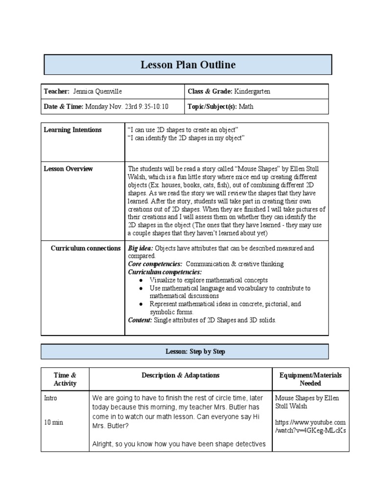 Core Competencies in Math Lesson Plan | PDF | Shape | Curriculum