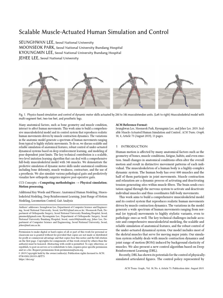 Scalable Muscle-Actuated Human Simulation and Control: Seunghwan Lee ...
