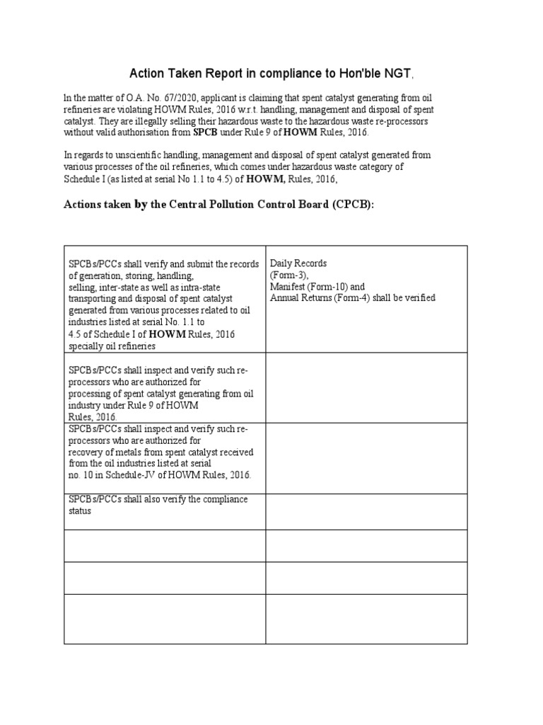 Action Taken Report in Compliance To Hon | Download Free PDF ...