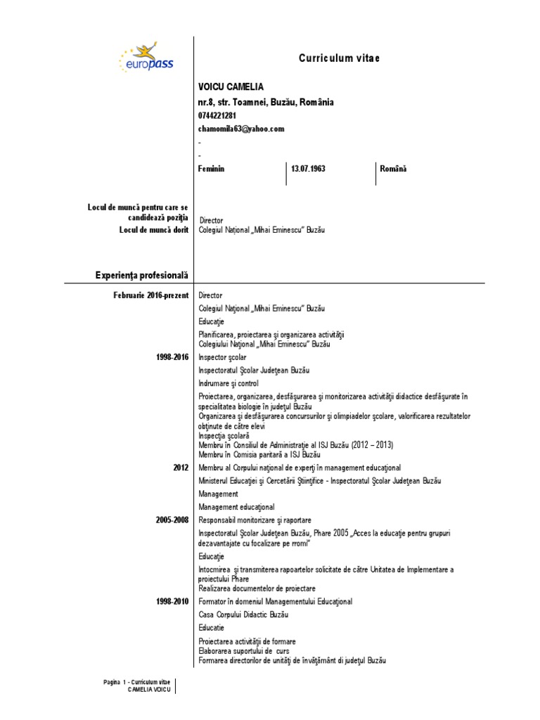 CV Camelia Voicu | PDF