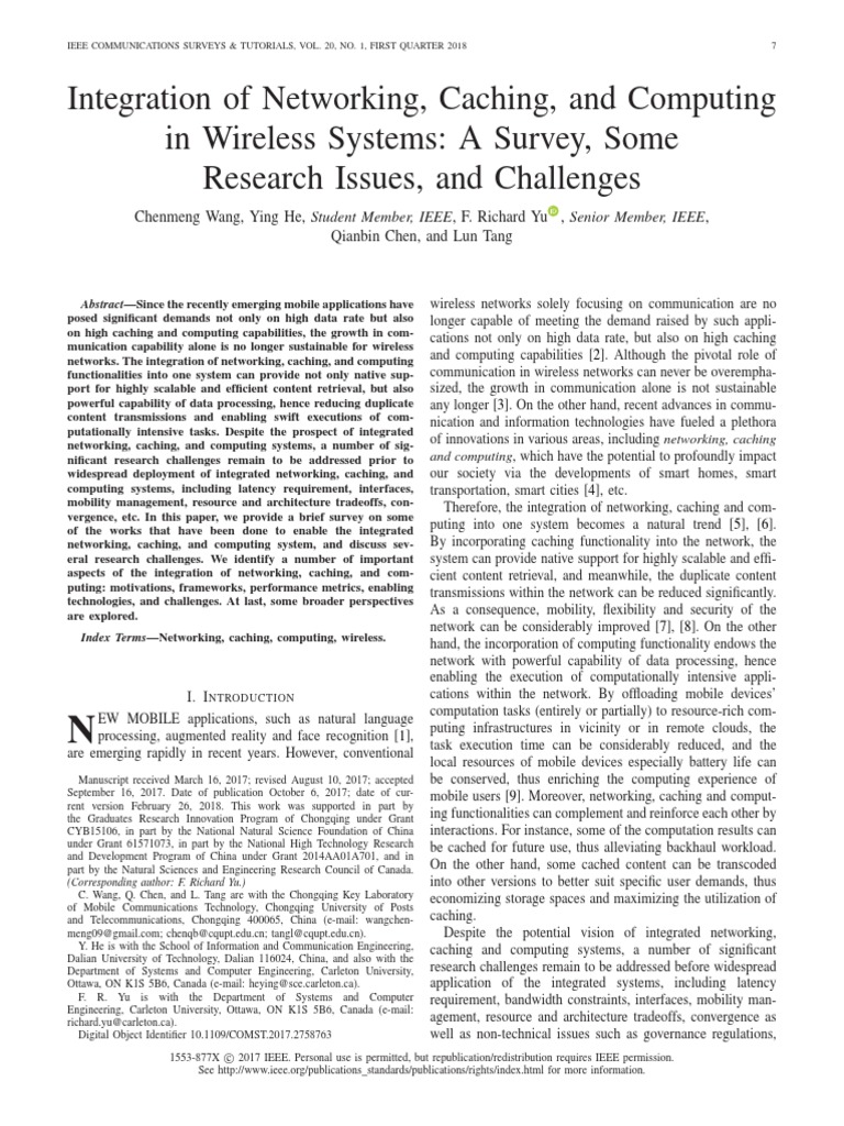 Integration of Networking, Caching, and Computing in Wireless Systems: A Survey, Some Research ...