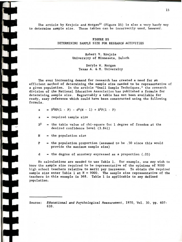 Sample Size Table | PDF