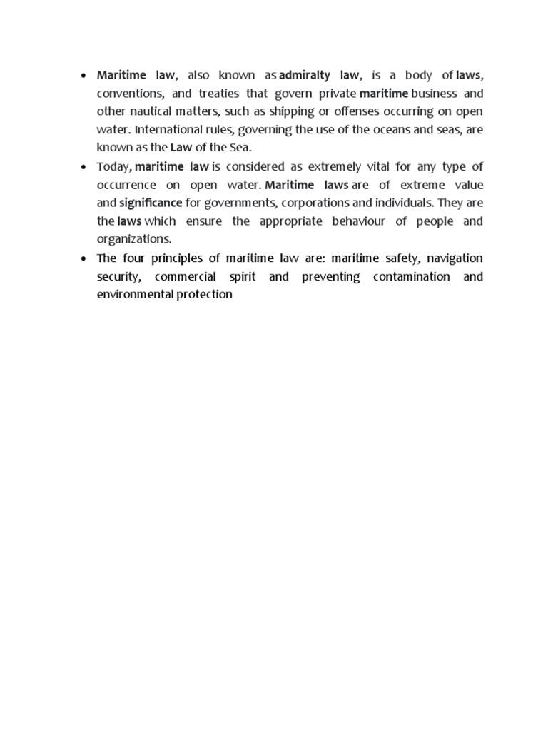 Maritime Law Notes | PDF