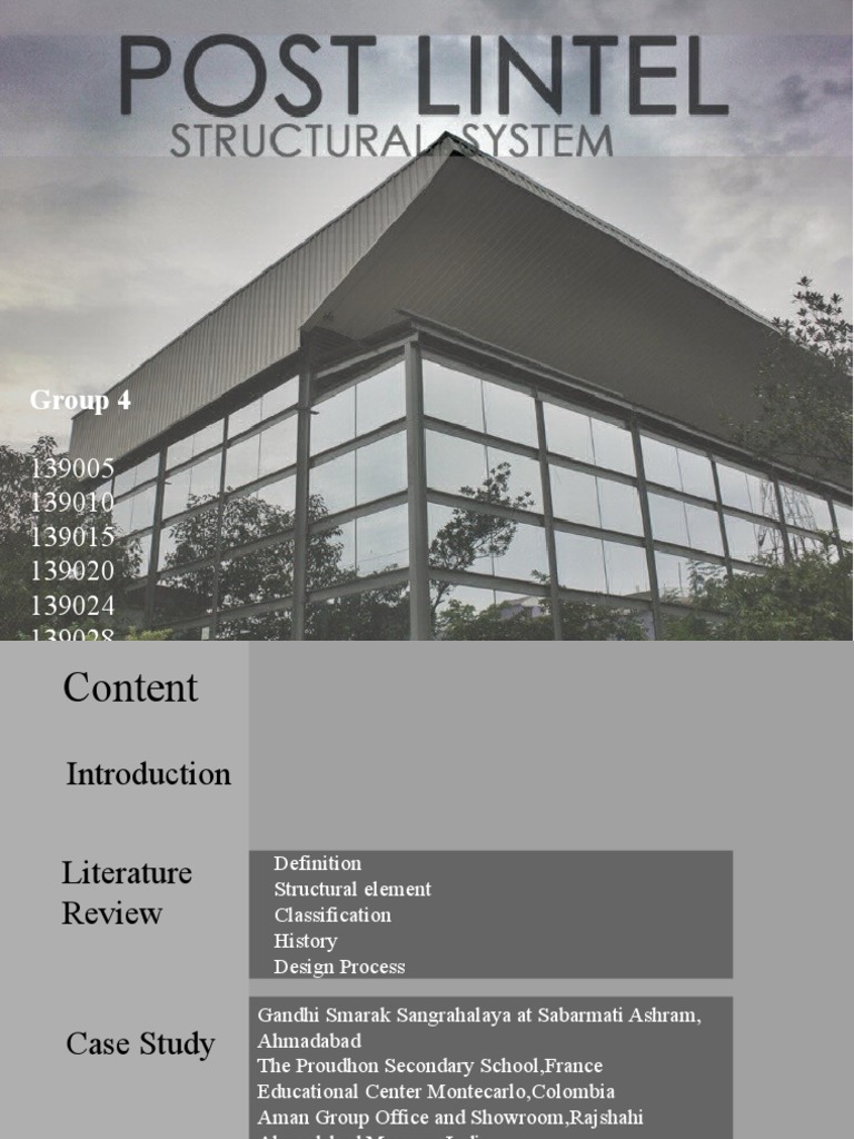 Report1 - Study of Structural System in Architecture - Post Lintel - 5 ...