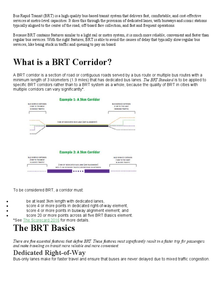 What Is A BRT Corridor?: Dedicated Right-of-Way | Download Free PDF ...