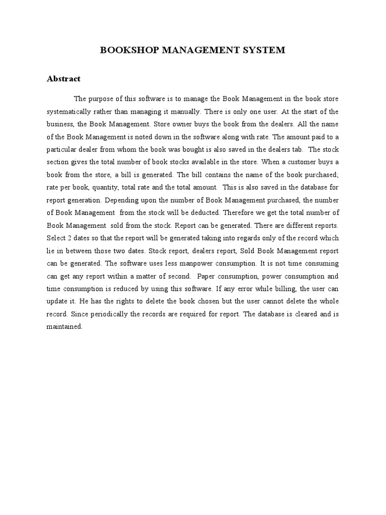 Bookshop Management System | PDF