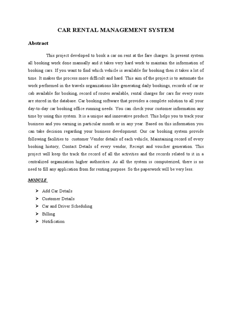 An Automated Car Rental Management System for Streamlining Operations ...