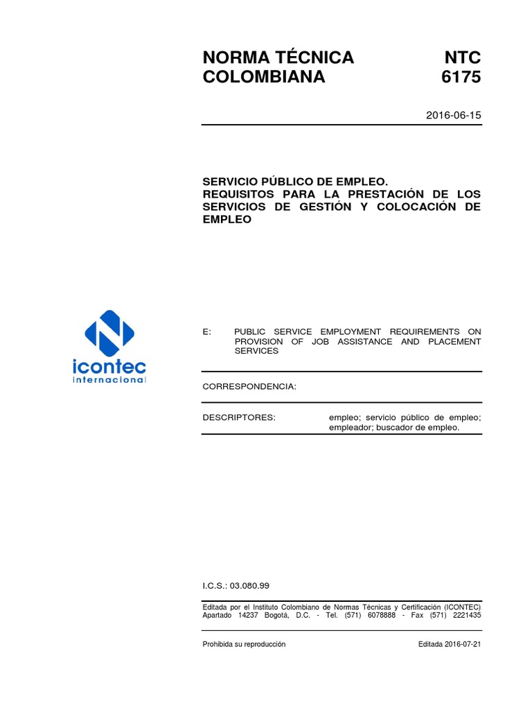 Requisitos NTC 6175 para Empleo | PDF | Calidad (comercial) | Business
