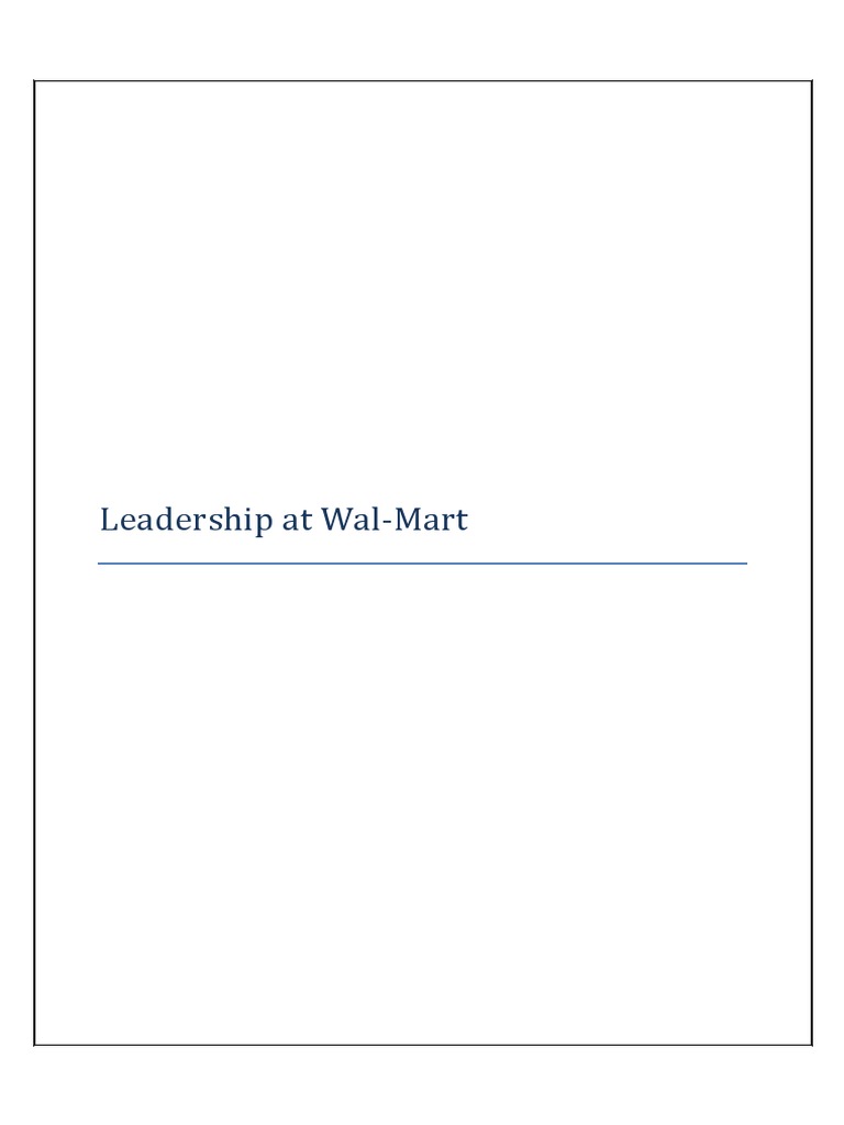 Leadership at Wal Mart | PDF | Transformational Leadership | Walmart