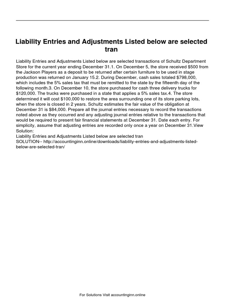 Liability Journal Entries Guide | PDF