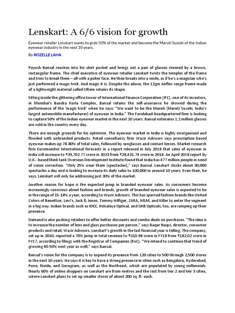 Lenskart PDF | PDF | Glasses | Retail