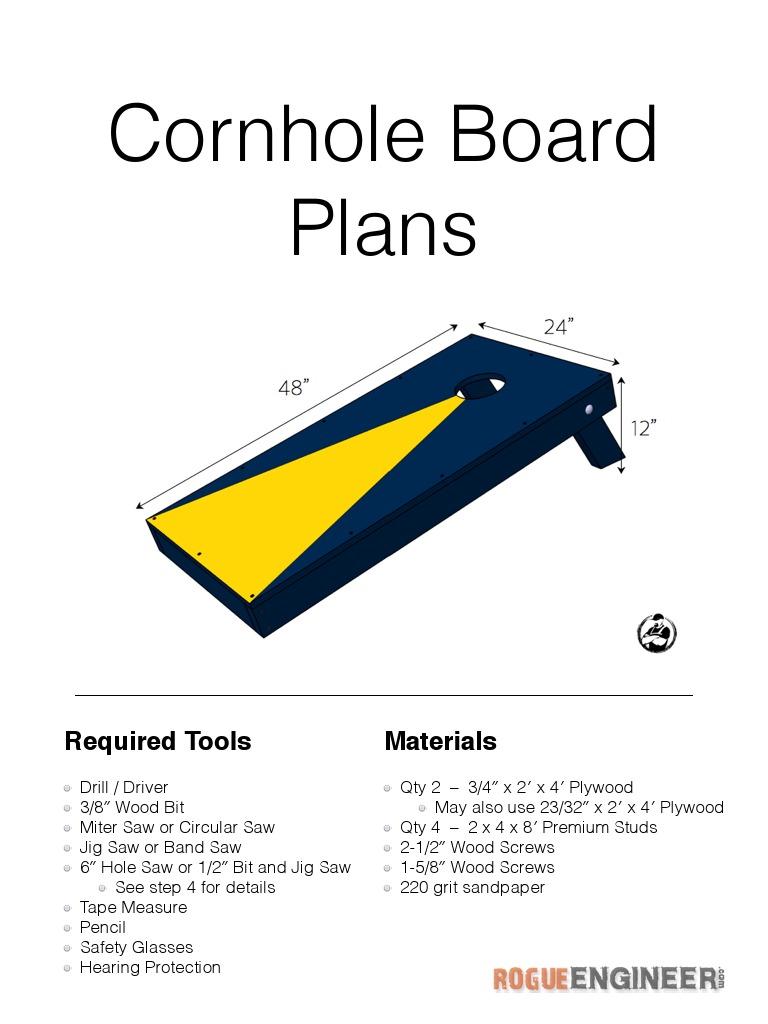 DIY Cornhole Board Plans - Printable PDF | PDF | Drill | Screw