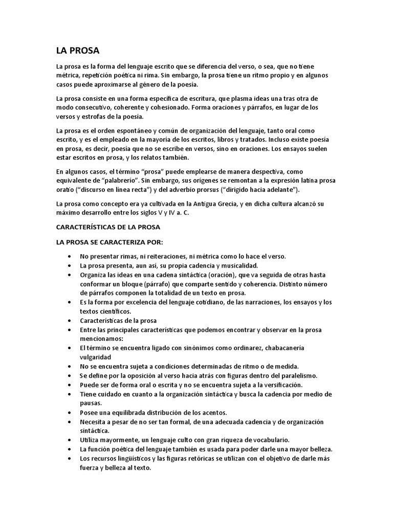 Qué Es La Prosa | PDF | Prosa | Poesía
