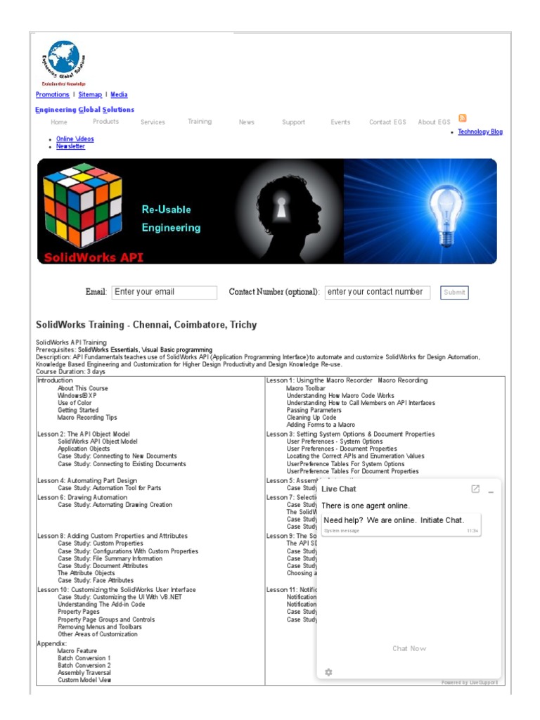 Training On SolidWorks API For Design Automation, Knowledge Based Engineering and SolidWorks ...