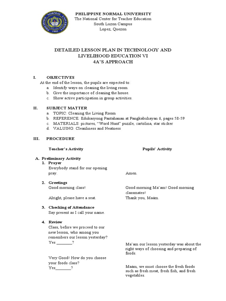 Lesson Plan EPP Grade 6 | PDF | Housekeeping