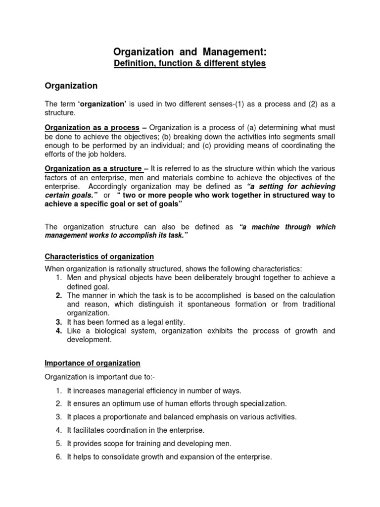 Organization and Management Overview | PDF | Goal | Human Resources