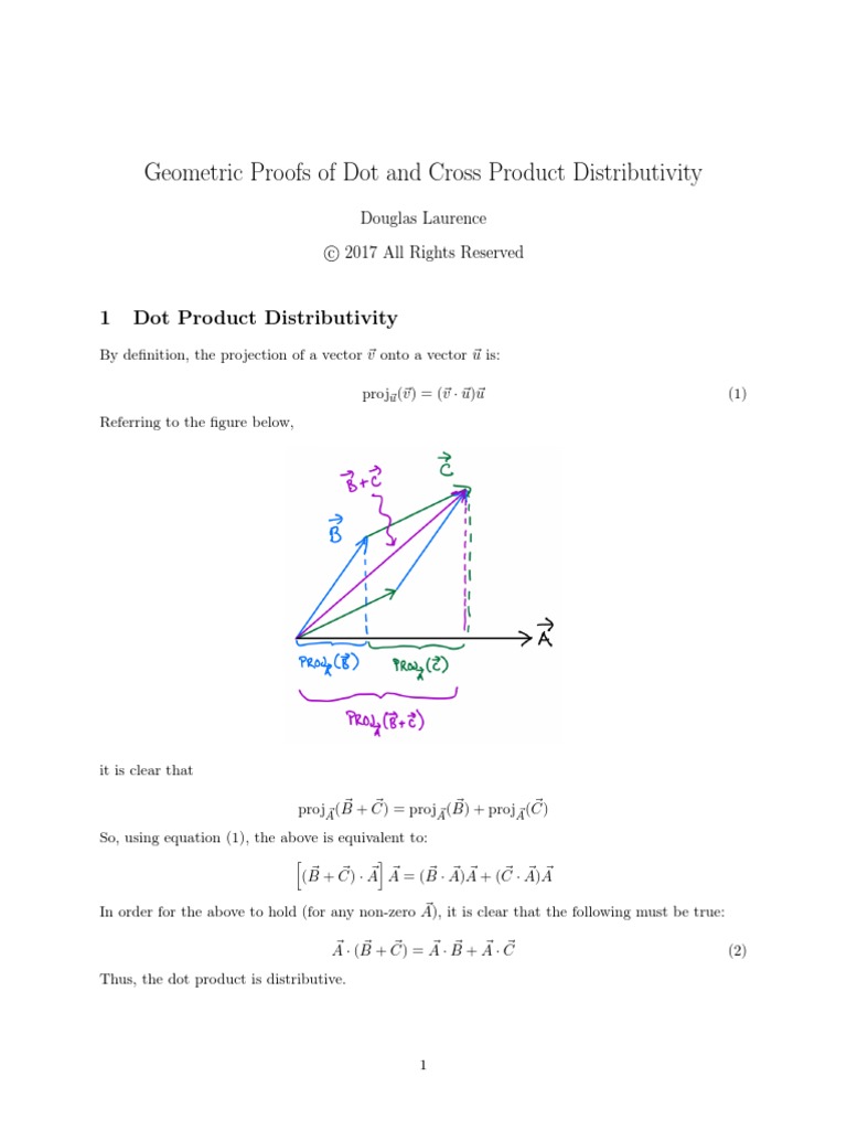 Geometric Proofs of Dot and Cross Product Distributivity | PDF ...