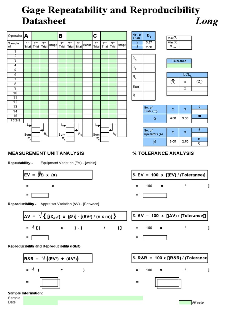 Gage R&R Datasheet | PDF | Weight | Epistemology Of Science