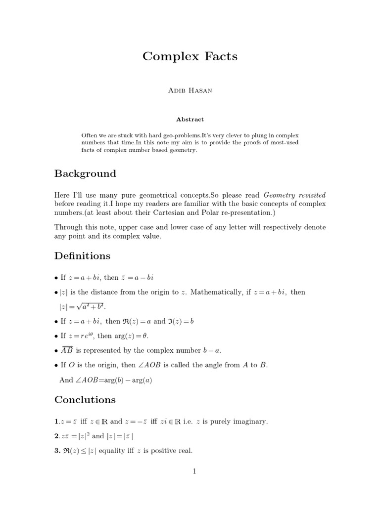Complex Facts: Background | PDF | Perpendicular | Triangle
