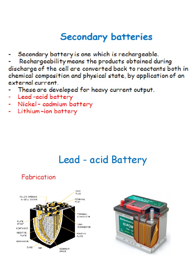 Secondary Batteries | PDF | Lead | Anode