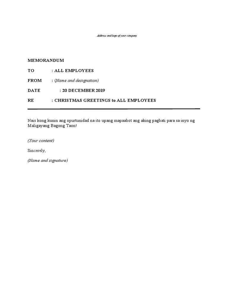 Memorandum in Filipino | PDF