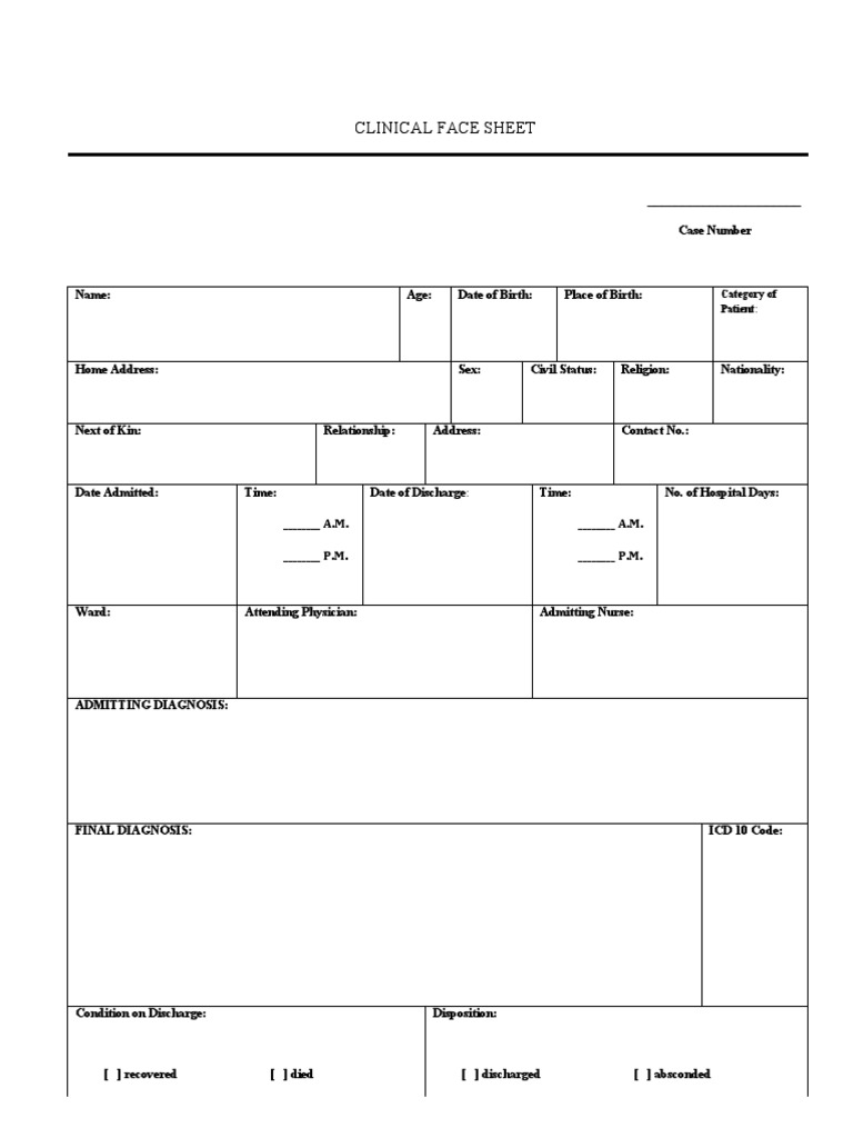 Clinical Face Sheet: - A.M. - P.M. - A.M. - P.M | PDF | Intravenous ...