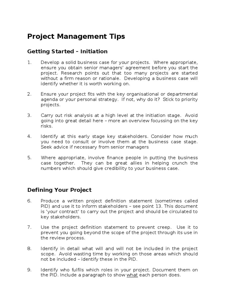 Project Management Tips | PDF | Project Management | Risk Management