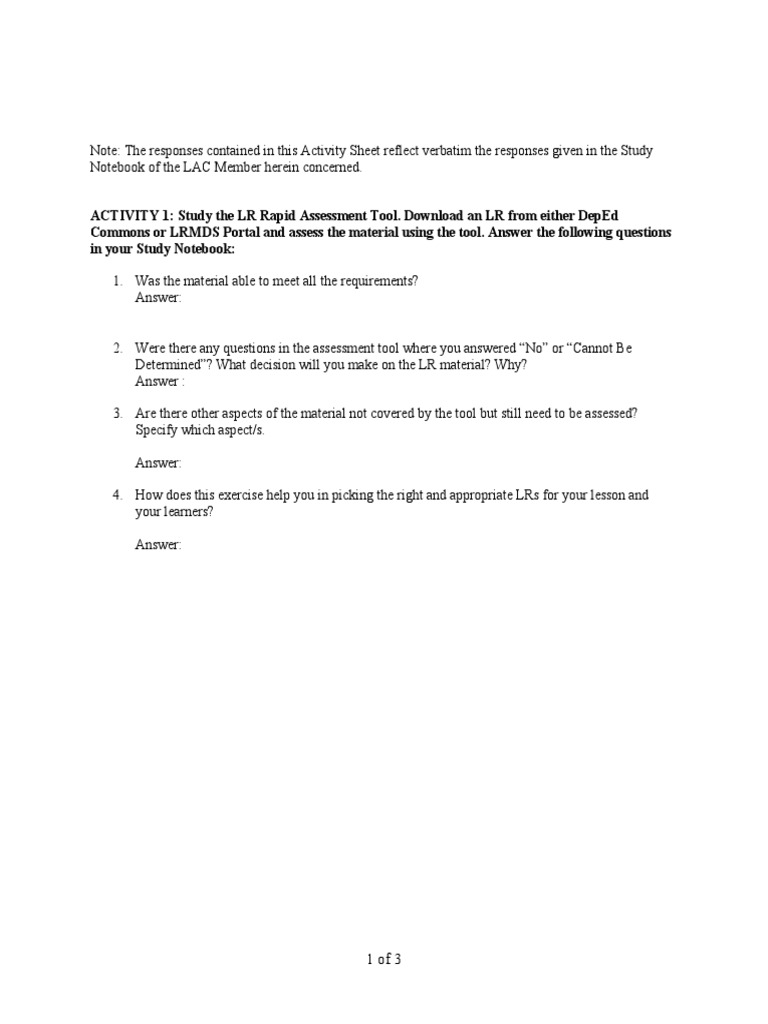 Rapid Assessment Tool | PDF