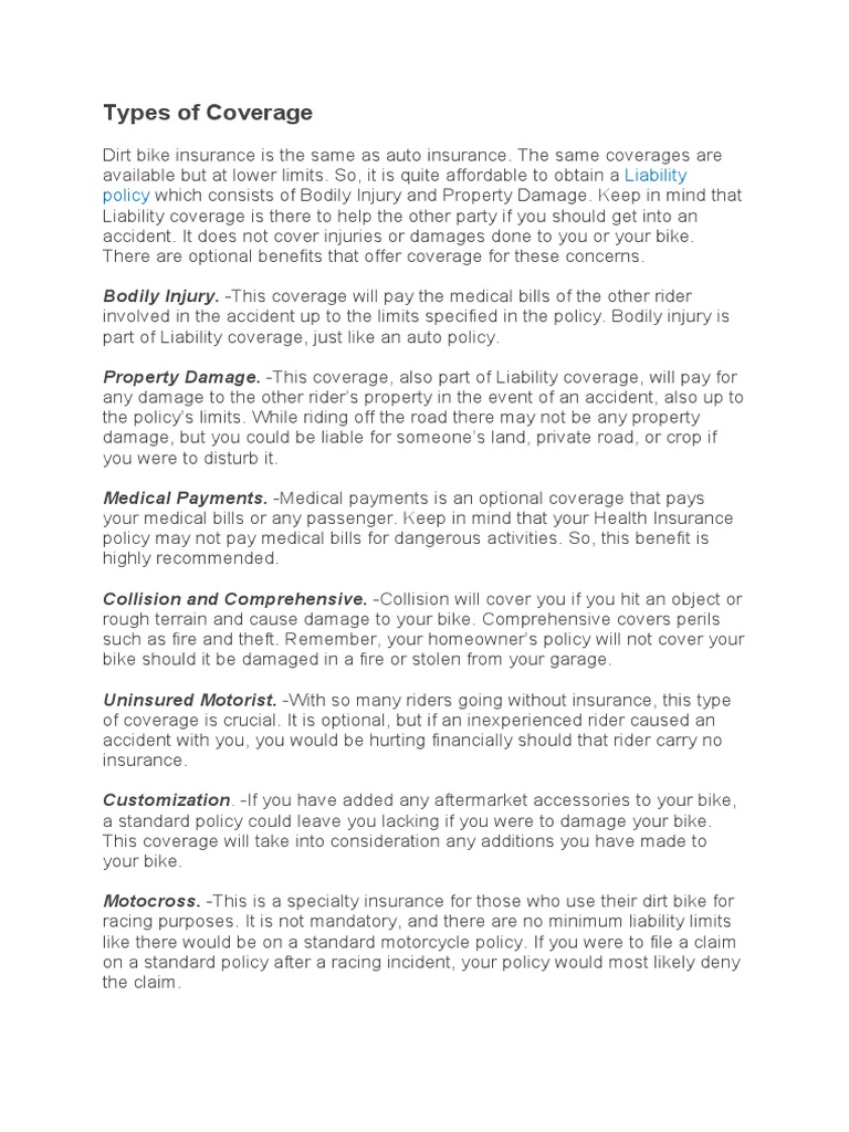 Types of Coverage: Liability Policy | PDF