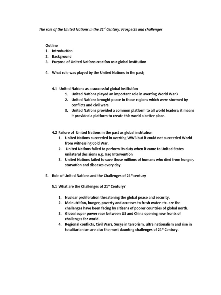 UN Outline in Complete | PDF | United Nations | International Relations