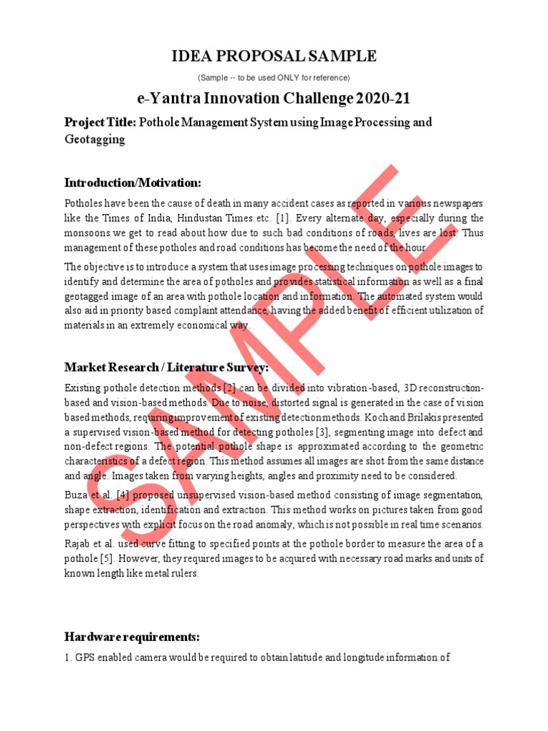 Idea Proposal Sample e Yantra Innovation Challenge 2020-21 | PDF ...