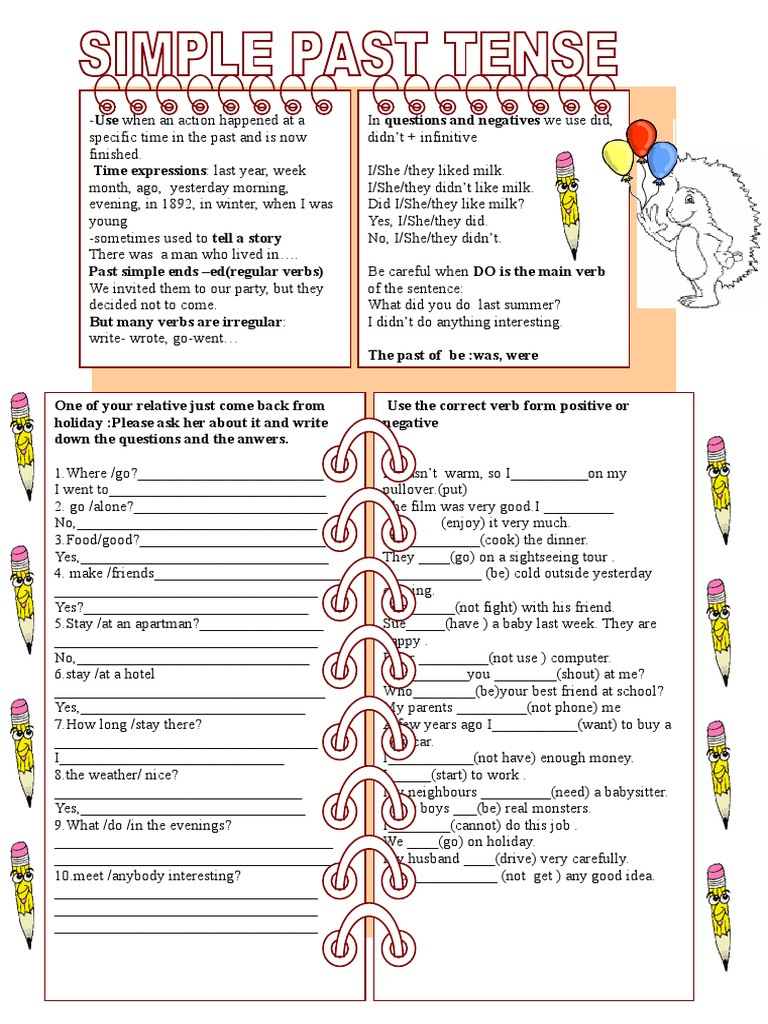 Simple Past Tense Grammar Drills Grammar Guides - 1928 | PDF | Language ...