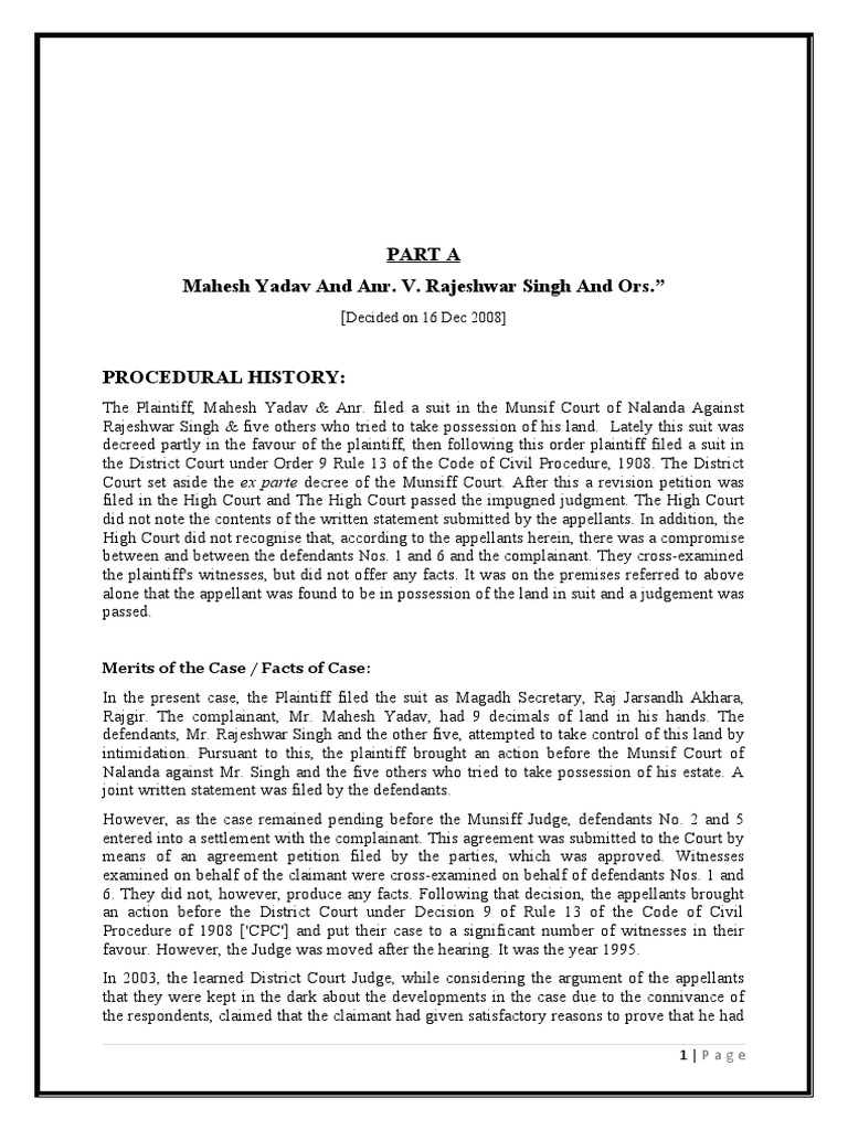 High Court Ruling on Ex Parte Decree | PDF | Lawsuit | Ex Parte