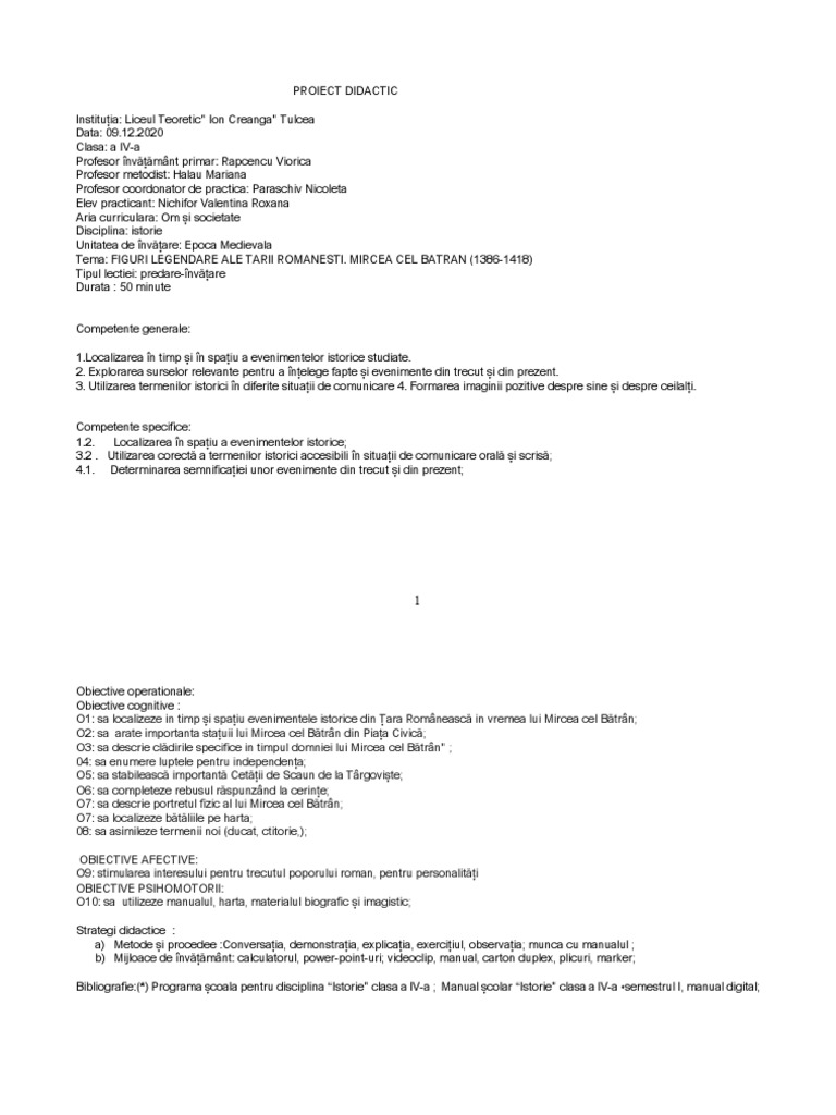 Proiect Didactic Pentru Finala | PDF