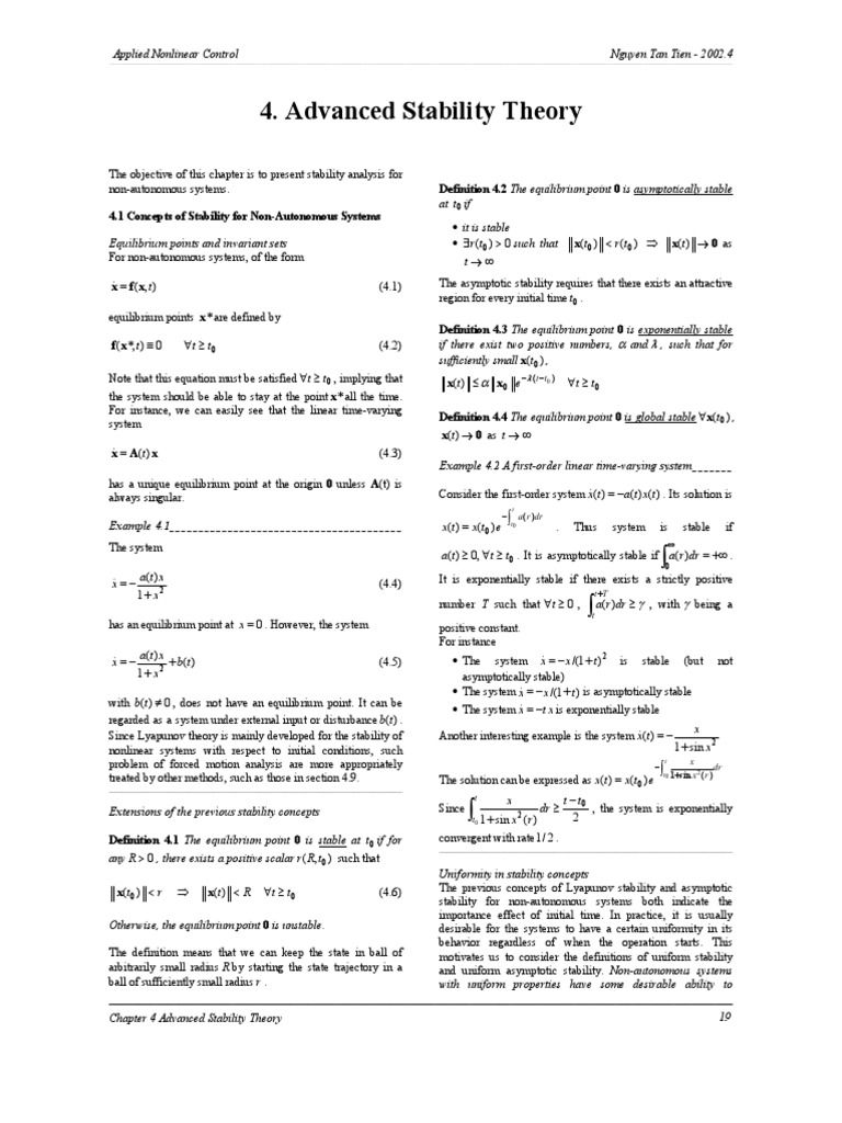 Stability Analysis for Non-Autonomous Systems: Concepts, Definitions ...