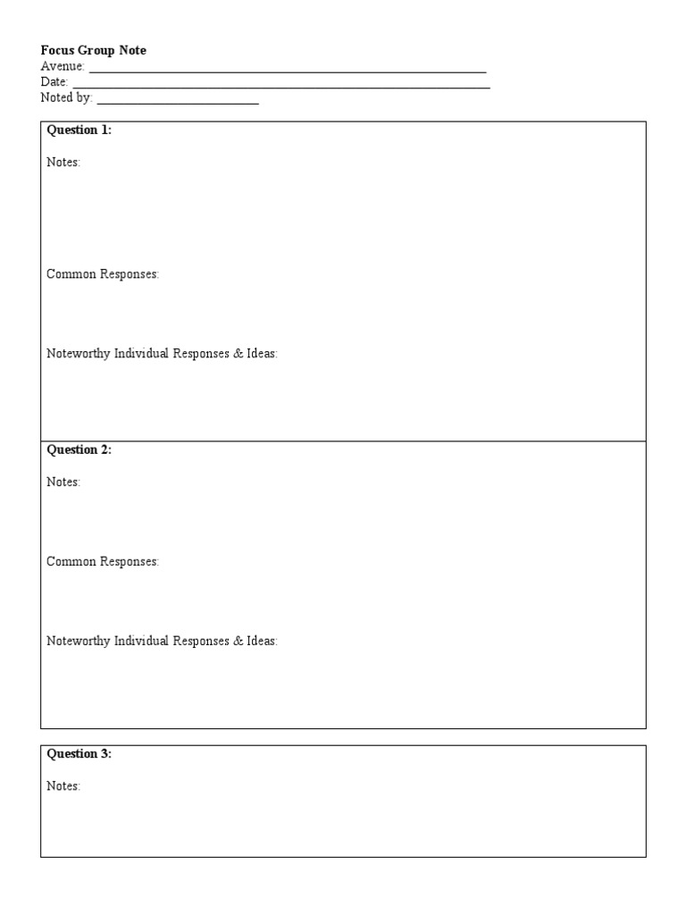Focus Group Note Template | PDF