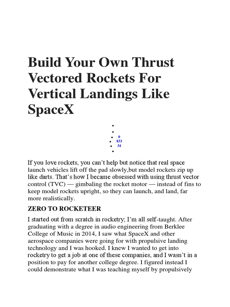 Build Your Own Thrust Vectored Rockets For Vertical Landings Like ...