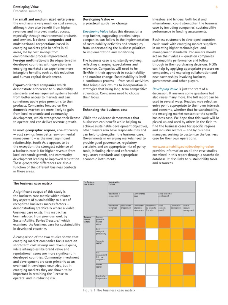 Business Case Matrix | PDF | Sustainability | Economic Growth
