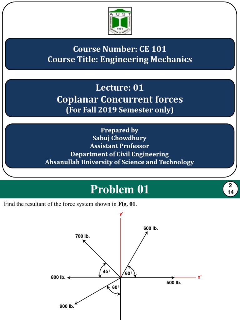 1) Lecture 01 (Concurrent Coplanar Force System) | PDF | Mechanics ...